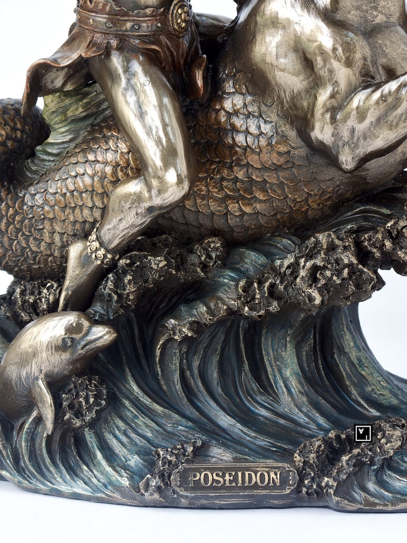 Poseidon With Trident Riding a Hippocampus Statue - Etsy