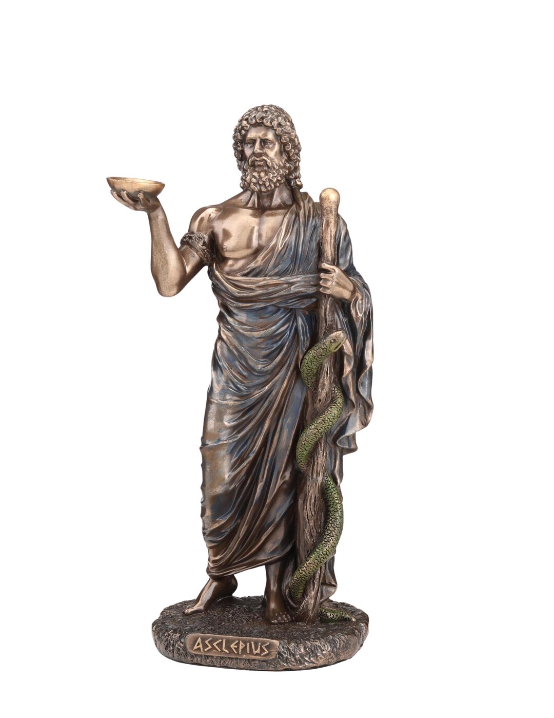 Asclepius Statue Cold Cast Bronze Greek God Of Medicine Decor Etsy Uk 9075