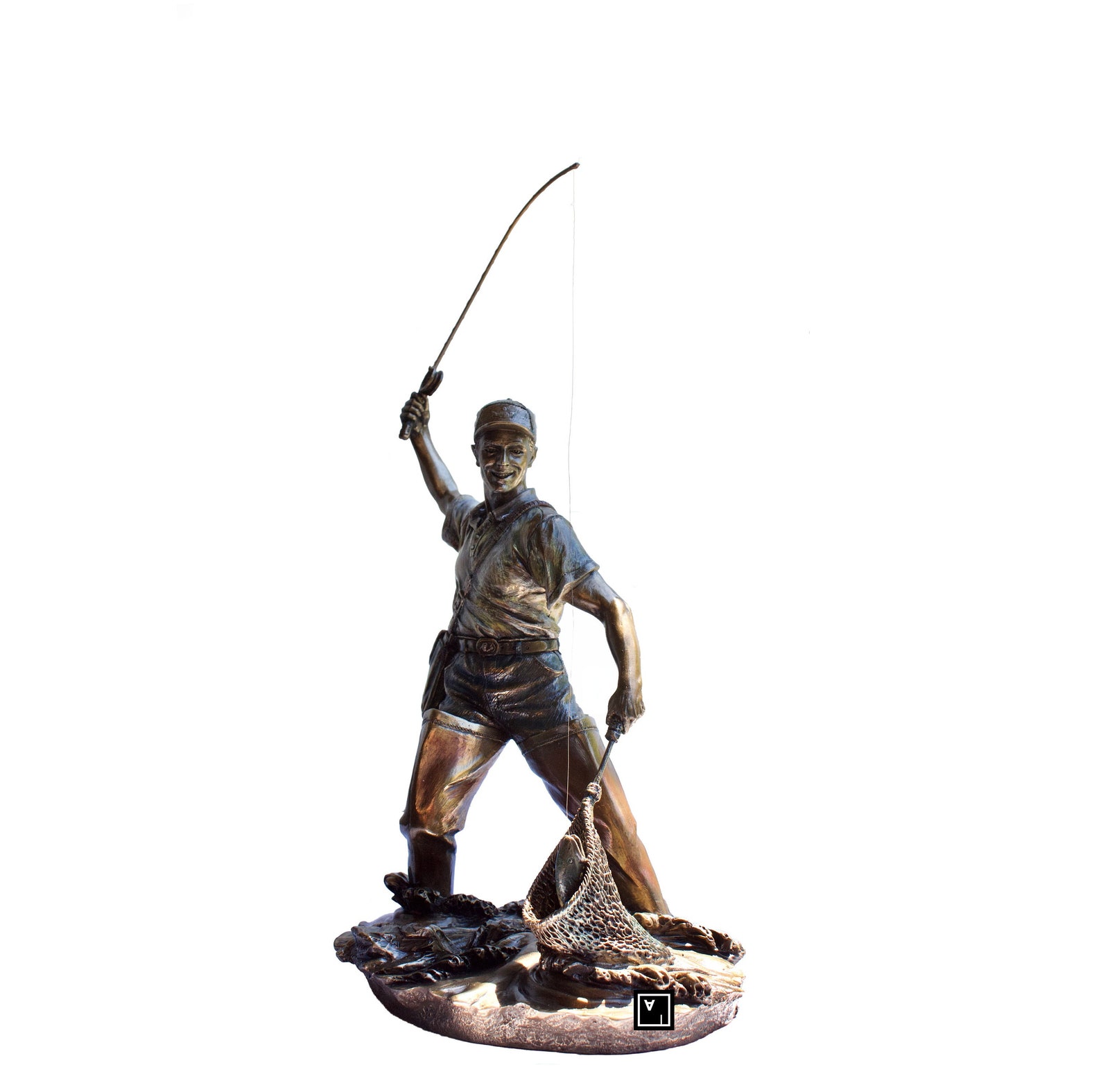 Fisherman Bronzed Statue. | Etsy