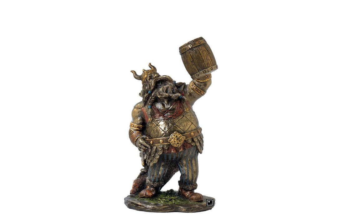 Viking Drinking Beer From Barrel Statue. Viking Drinking Beer Mug ...