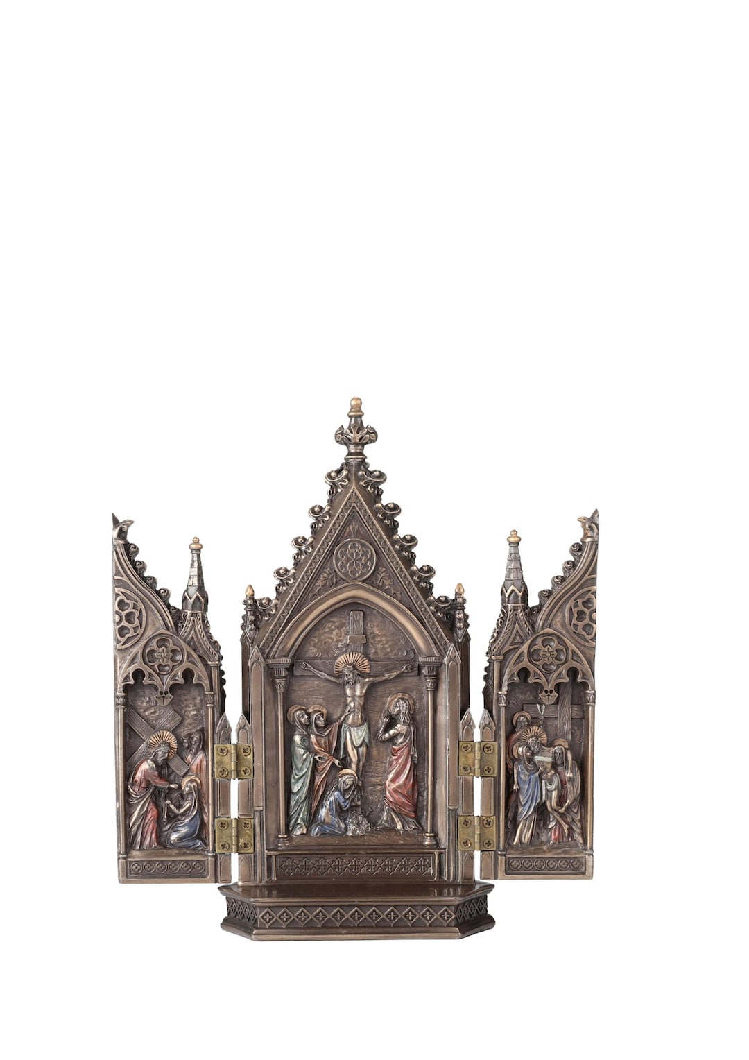 Calvary Triptych Statue: Bronzed Winged Altar (20.5cm) - Etsy UK