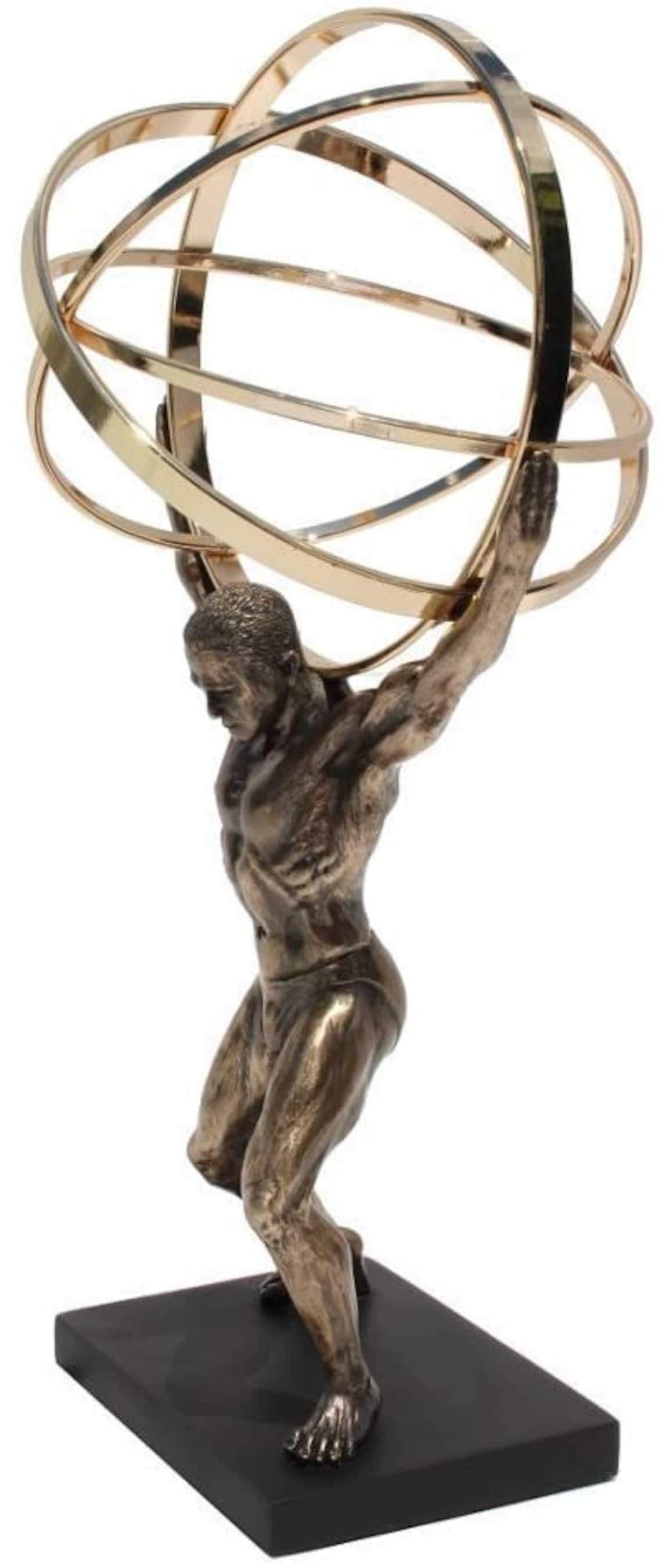 Atlas Bronze Figurine With Globe.atlas Sculpture Statue With - Etsy