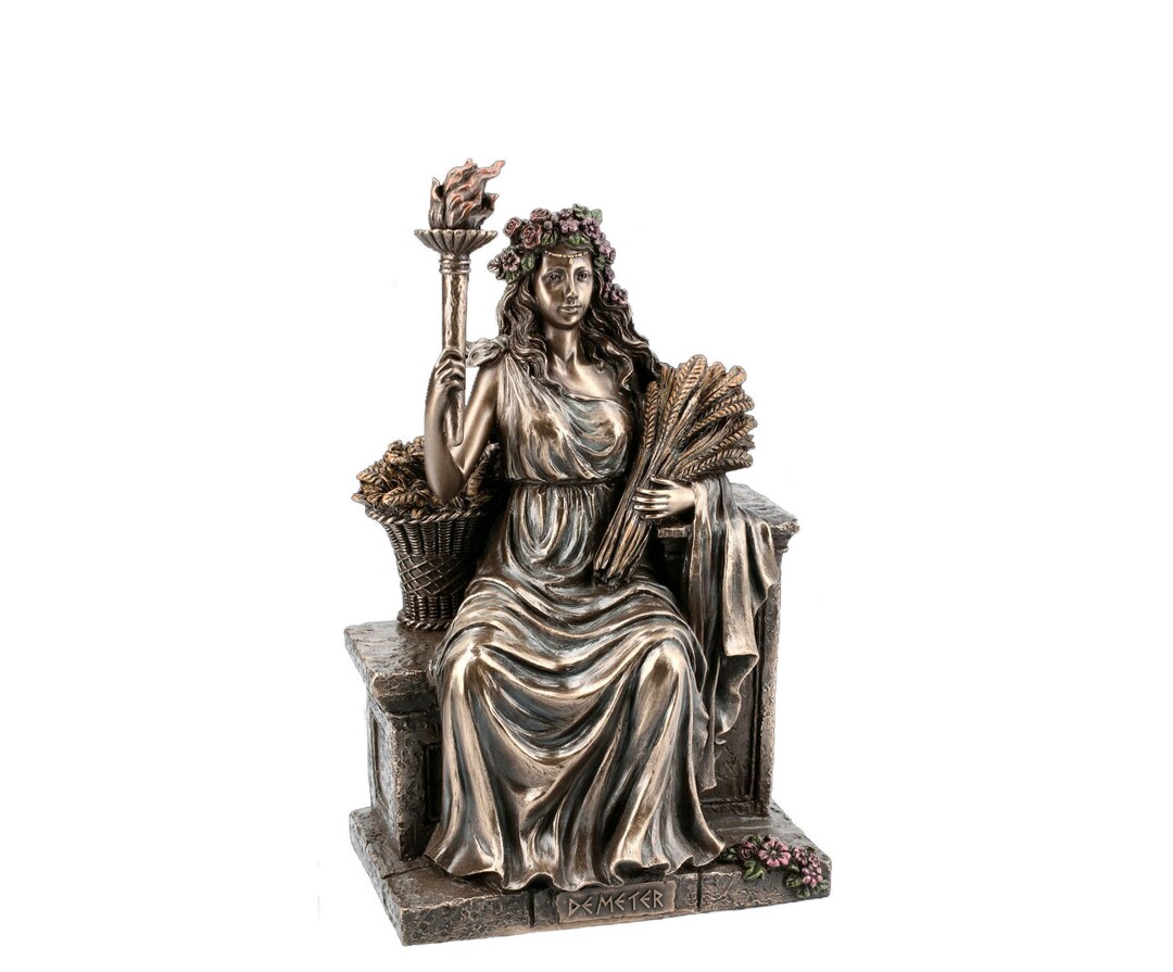 Demeter on Throne Statue Bronze Sculpture. Greek Goddess.goddess of the ...