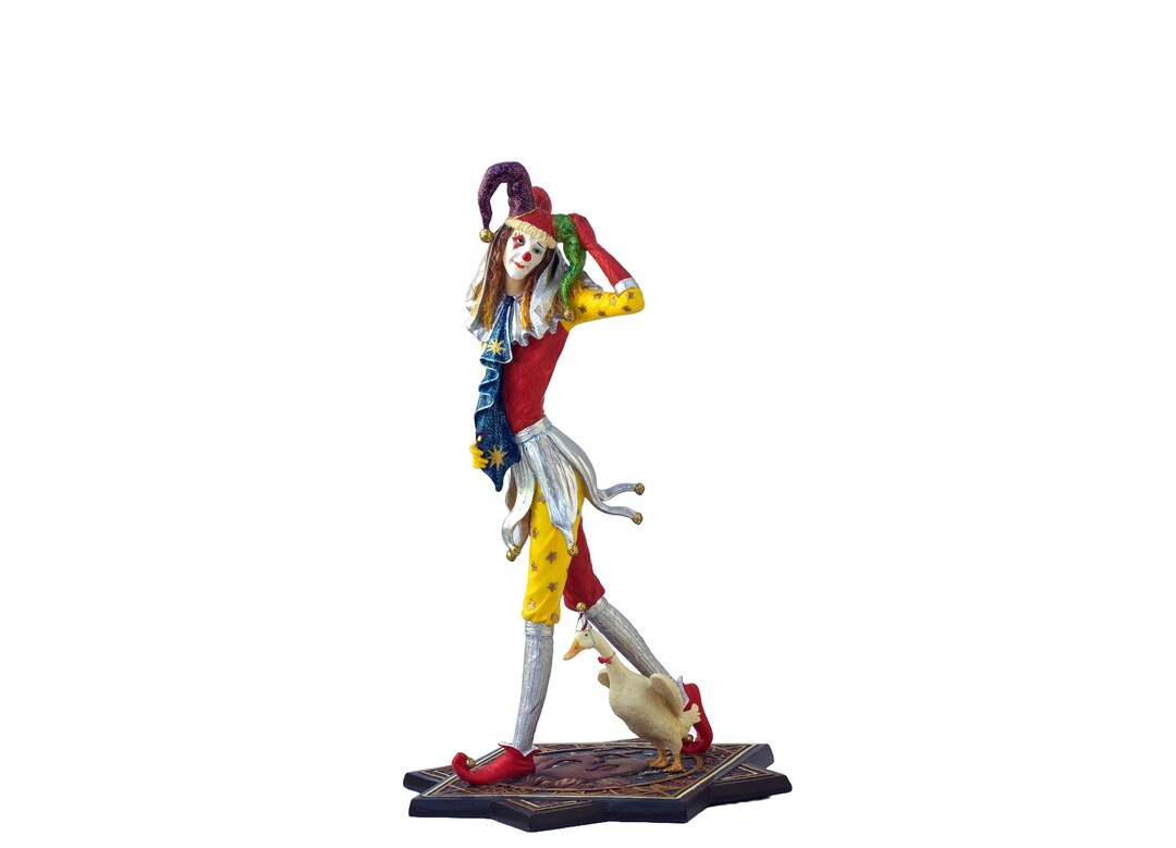 Jester Clown With Duck Figurine - Veronese Design - Etsy
