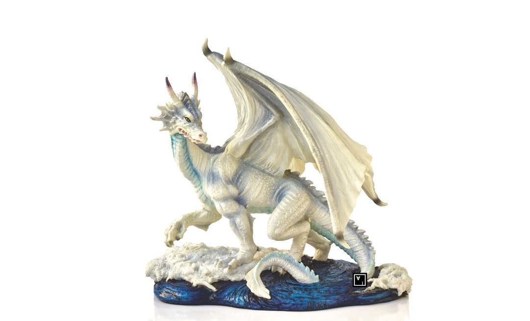 White Ice Dragon Resin Statue. Fantasy Ice Dragon Sculpture. Glacial ...