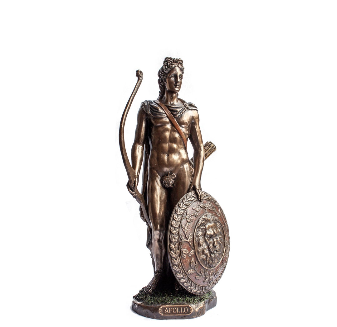 Apollo Roman Greek God With Shield and Bow Bronzed Statue - Etsy
