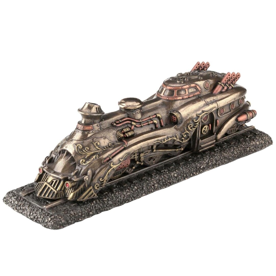 Steampunk Armored Locomotive Statue – Intricately Designed Retro ...
