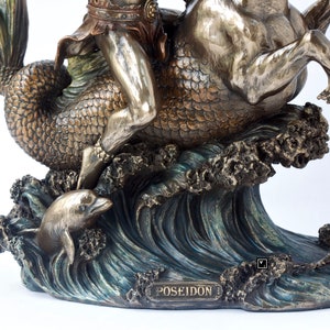 Poseidon With Trident Riding a Hippocampus Statue - Etsy