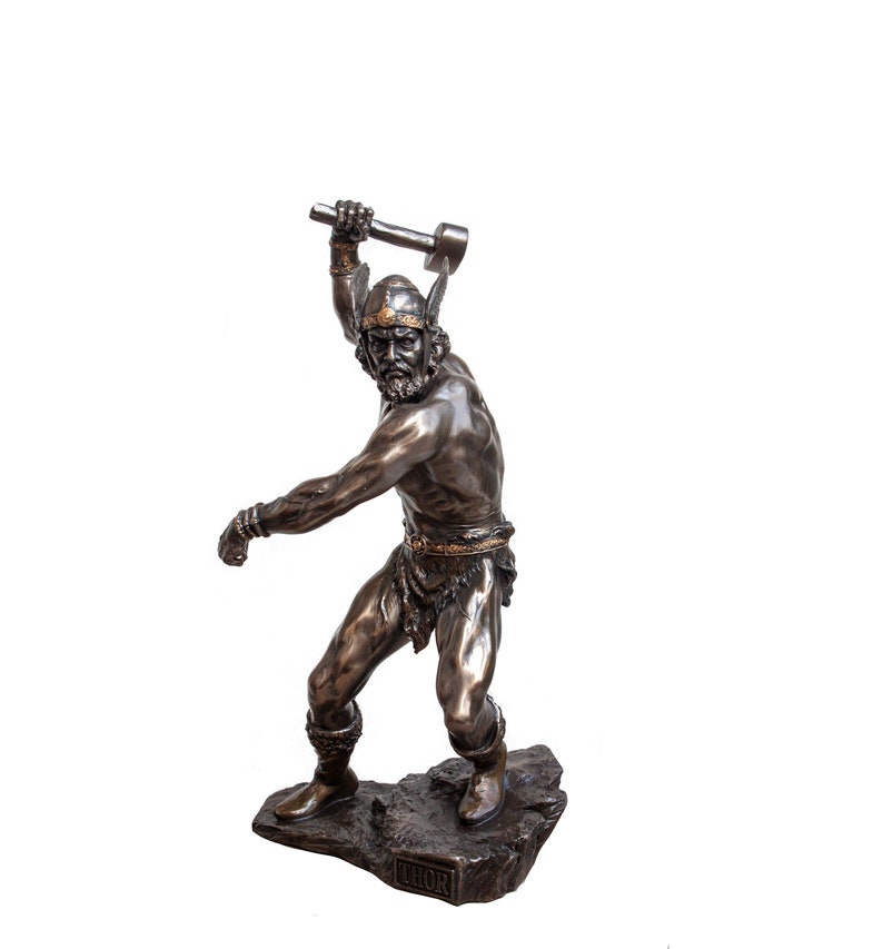 Thor Statue Figurine.thor Bronzed Sculpture.norse Gods - Etsy