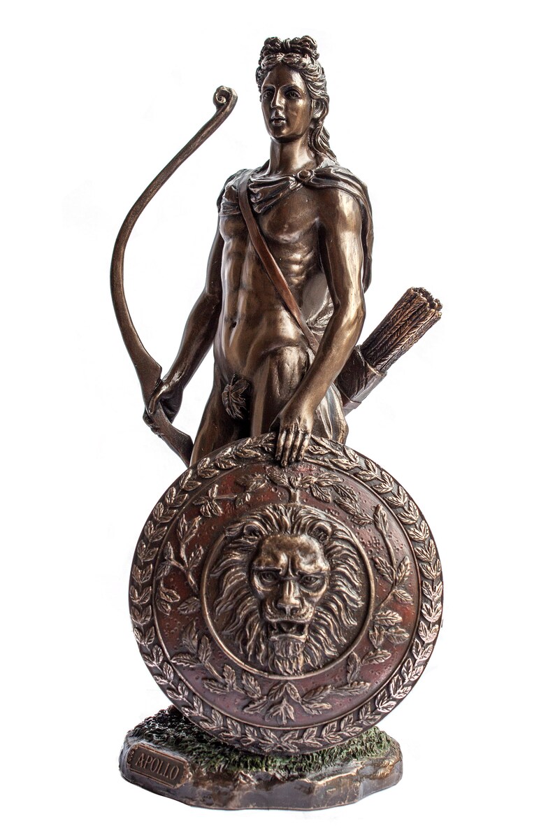 Apollo Roman Greek God With Shield and Bow Bronzed Statue - Etsy