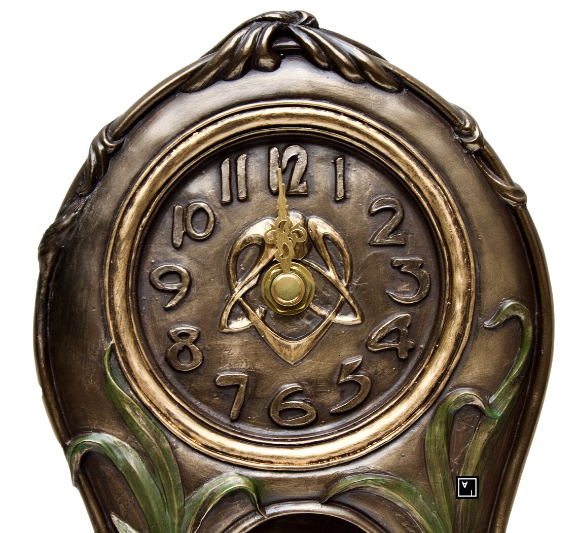 13.38 Inc Art Nouveau Table Clock With Woman and Flower - Etsy