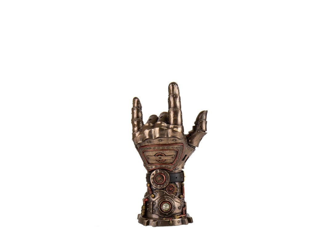Steampunk Rock Hand Sculpture: Mechanical Gesture Statue, 10 Inches - Etsy