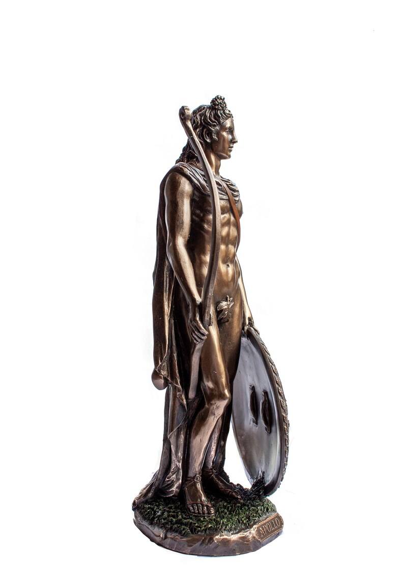 Apollo Roman Greek God With Shield and Bow Bronzed Statue - Etsy
