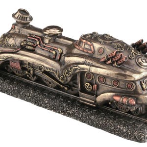 Steampunk Armored Locomotive Statue – Intricately Designed Retro ...