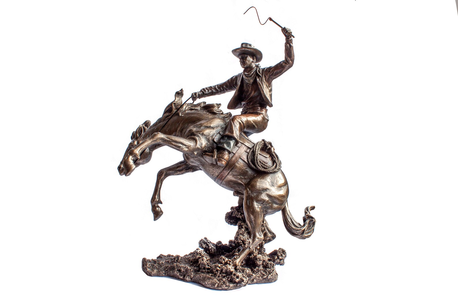 Cowboy Statue Figurine.Wild Rodeo Ride | Etsy