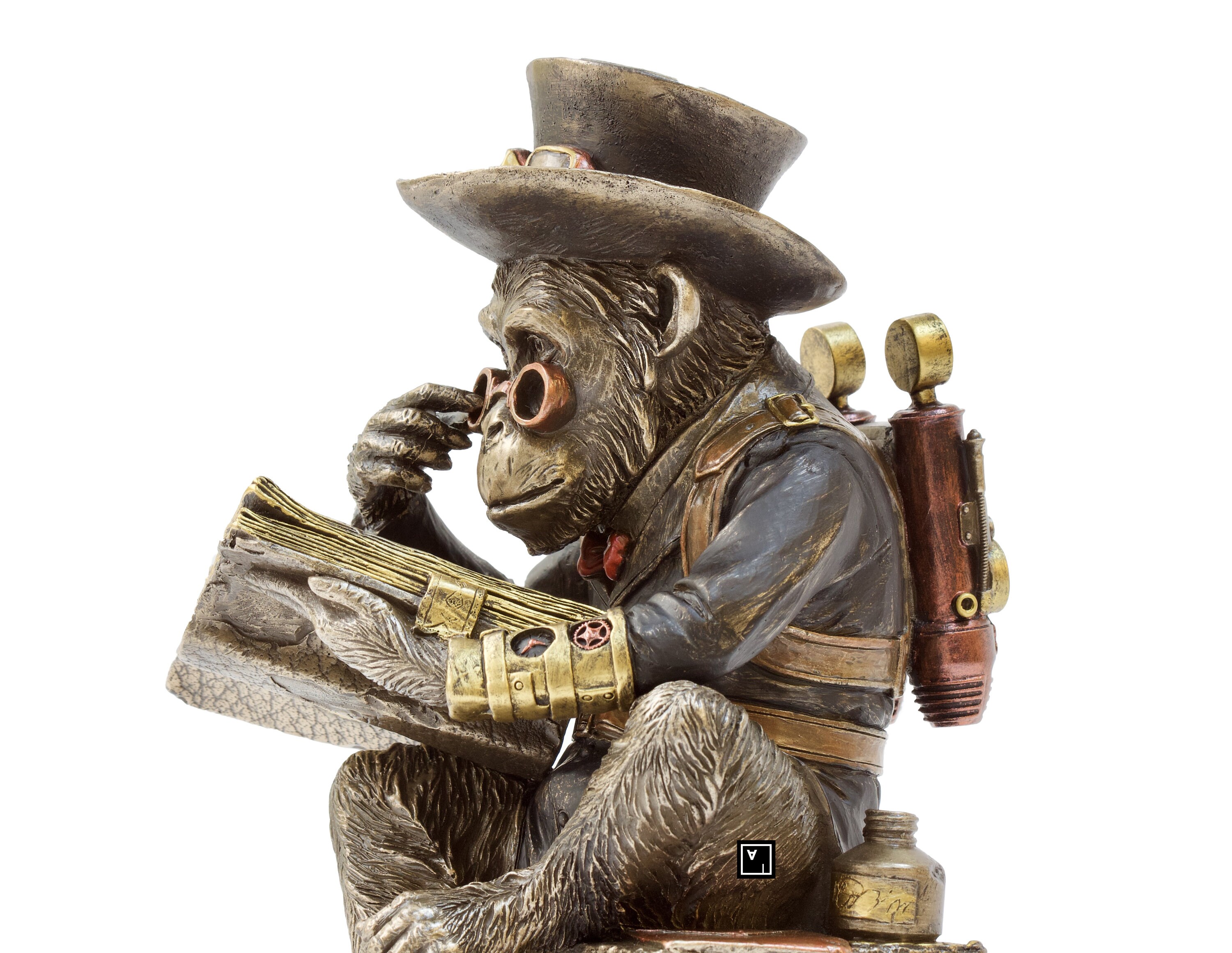 Steampunk Chimpanzee Professor Statue.steampunk Chimpanzee | Etsy