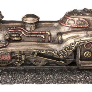 Steampunk Armored Locomotive Statue – Intricately Designed Retro ...