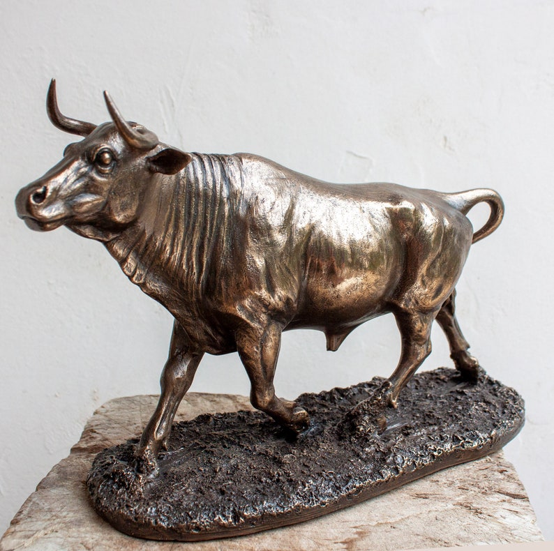 Bronzed Bull Statue Figurine.bull Market Gift.stock Market - Etsy UK