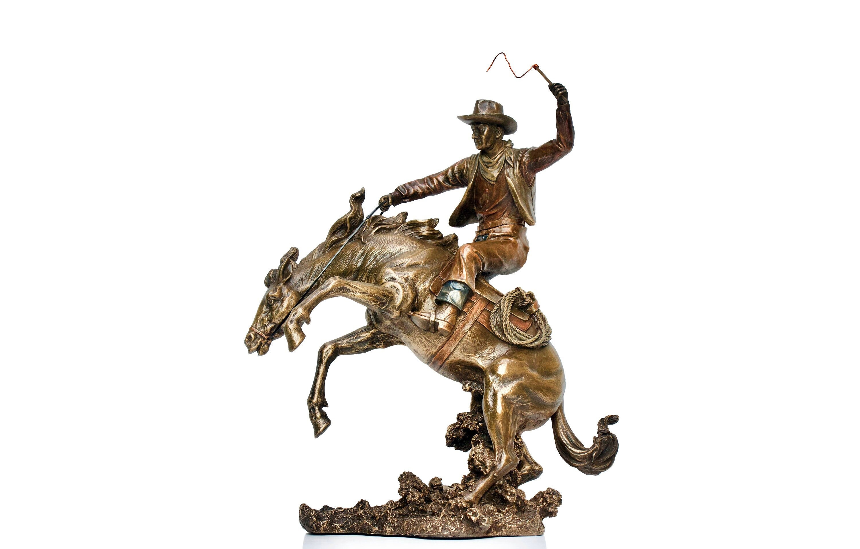 Cowboy Statue Figurine.wild Rodeo Ride. the Bronco Buster - Etsy