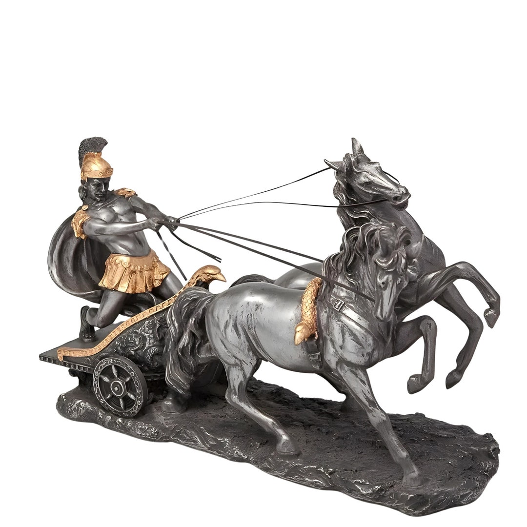 10.23 Inches Roman Gladiator Chariot With Horses Statue - Etsy