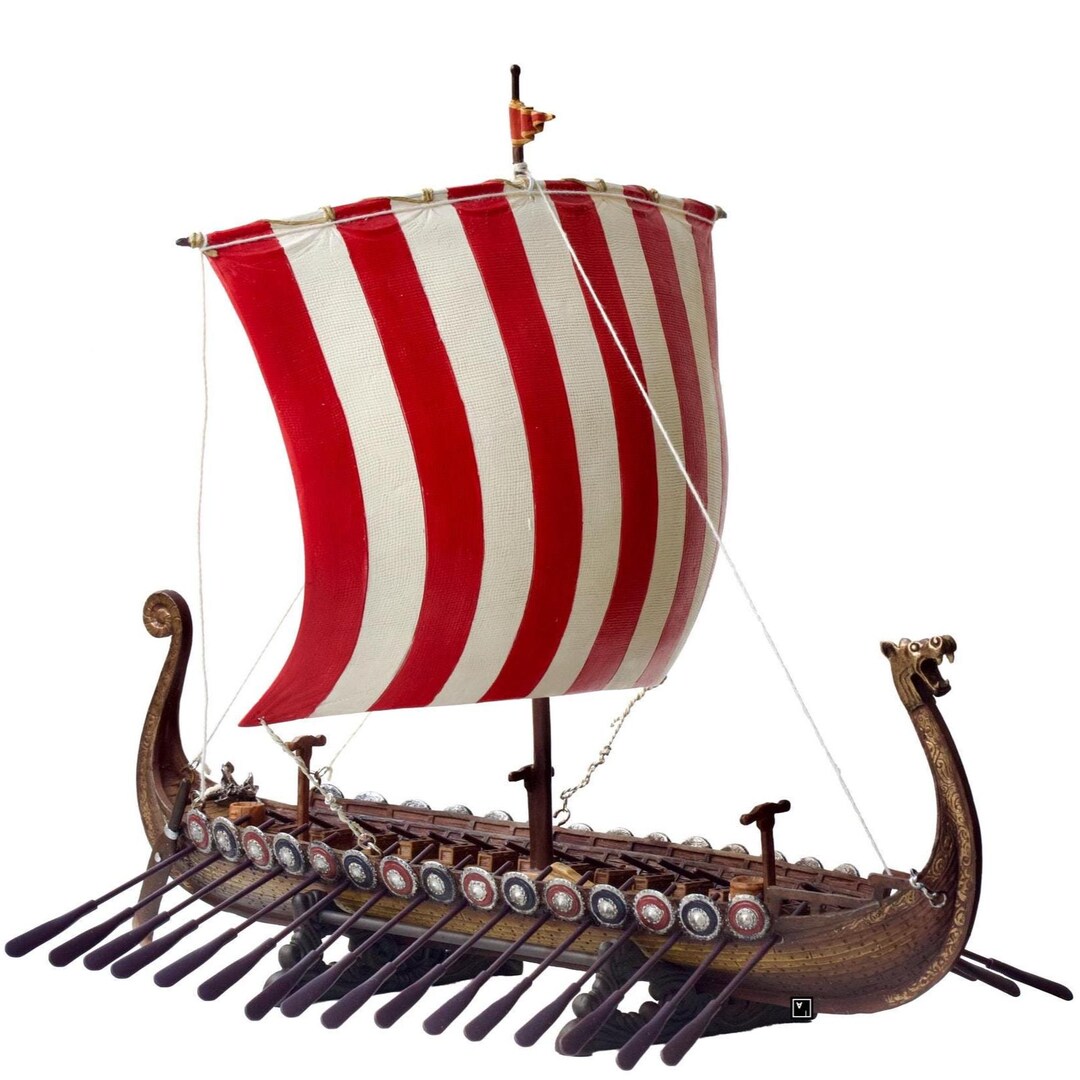 Viking Drakkar Ship: 13" Hand-painted Resin Longship Replica - Etsy