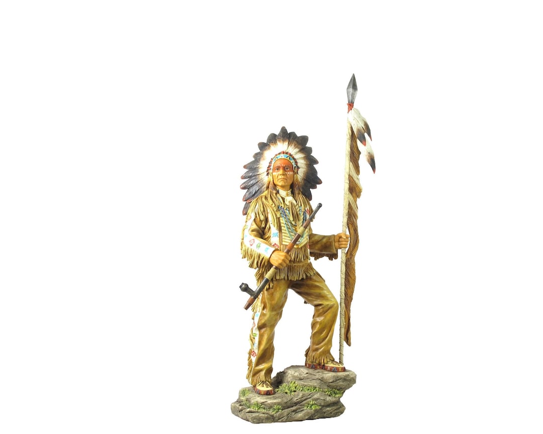 33.46 Inches Large Indian Chef Statue. Larga Native American Sculpture ...