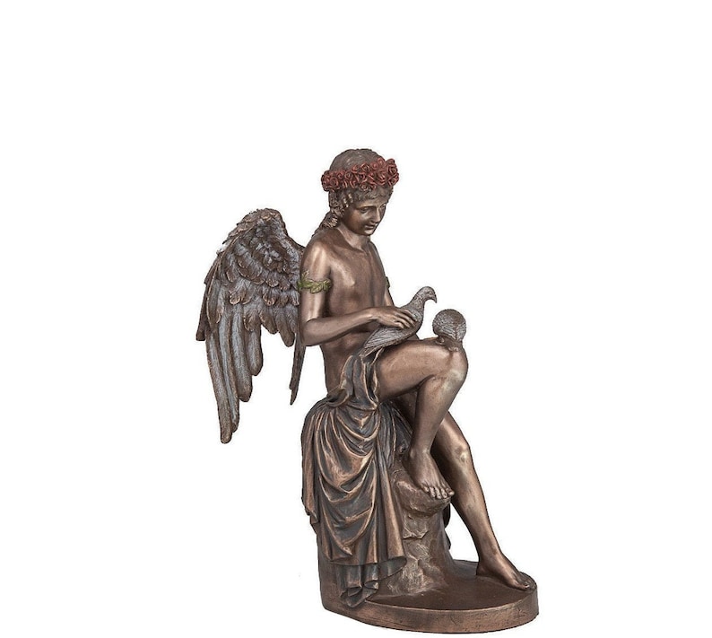 Eros Cupido con palomas Estatua de bronce Escultura Figura. Mitología ...