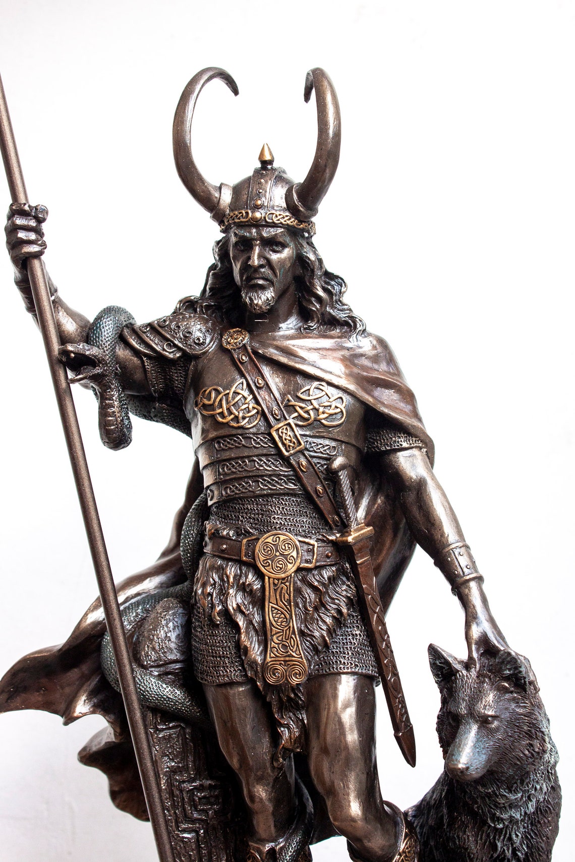 Bronzed Loki Norse God Figurine Statue Sculpture Viking 36cm | Etsy