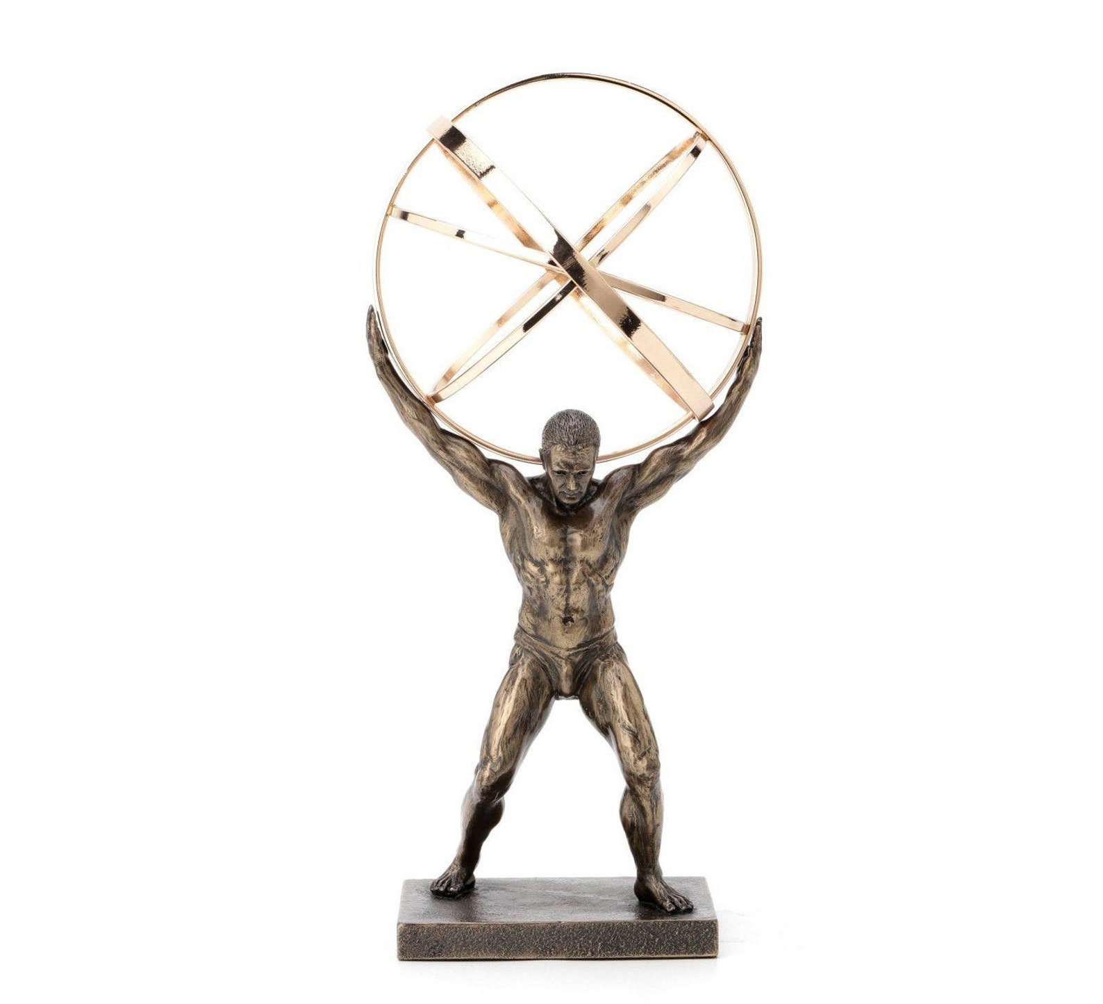 Atlas Bronze Figurine With Globe.atlas Sculpture Statue With - Etsy