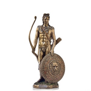 Apollo Roman Greek God With Shield and Bow Bronzed Statue Figurine - Etsy