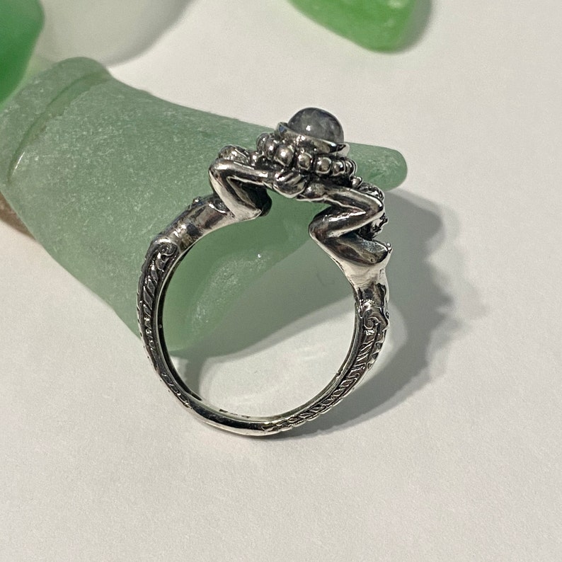 Mermaid Merman Couple Ring With Choice of Gemstone Sterling - Etsy