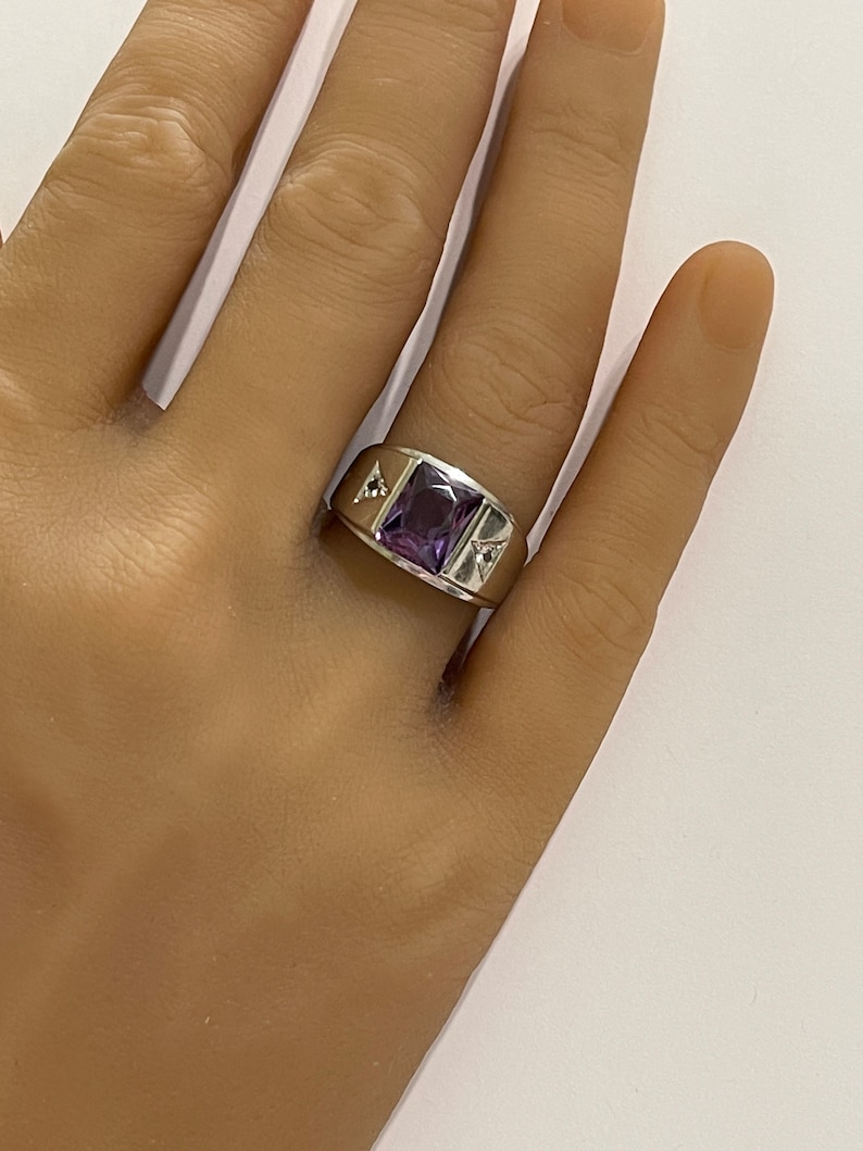 Created Color Change Sapphire Ring Mid Century 10k White - Etsy