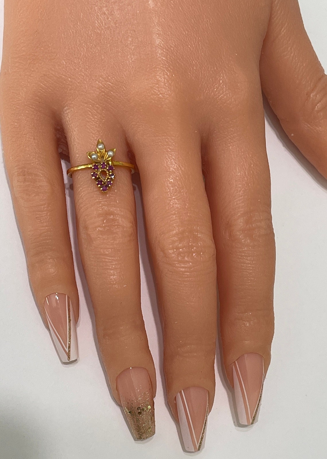 Genuine Ruby and Seed Pearl Strawberry Ring-18k Yellow Gold - Etsy