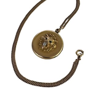Antique Gold Filled Lion Head Locket Necklace: Art Nouveau Photo ...