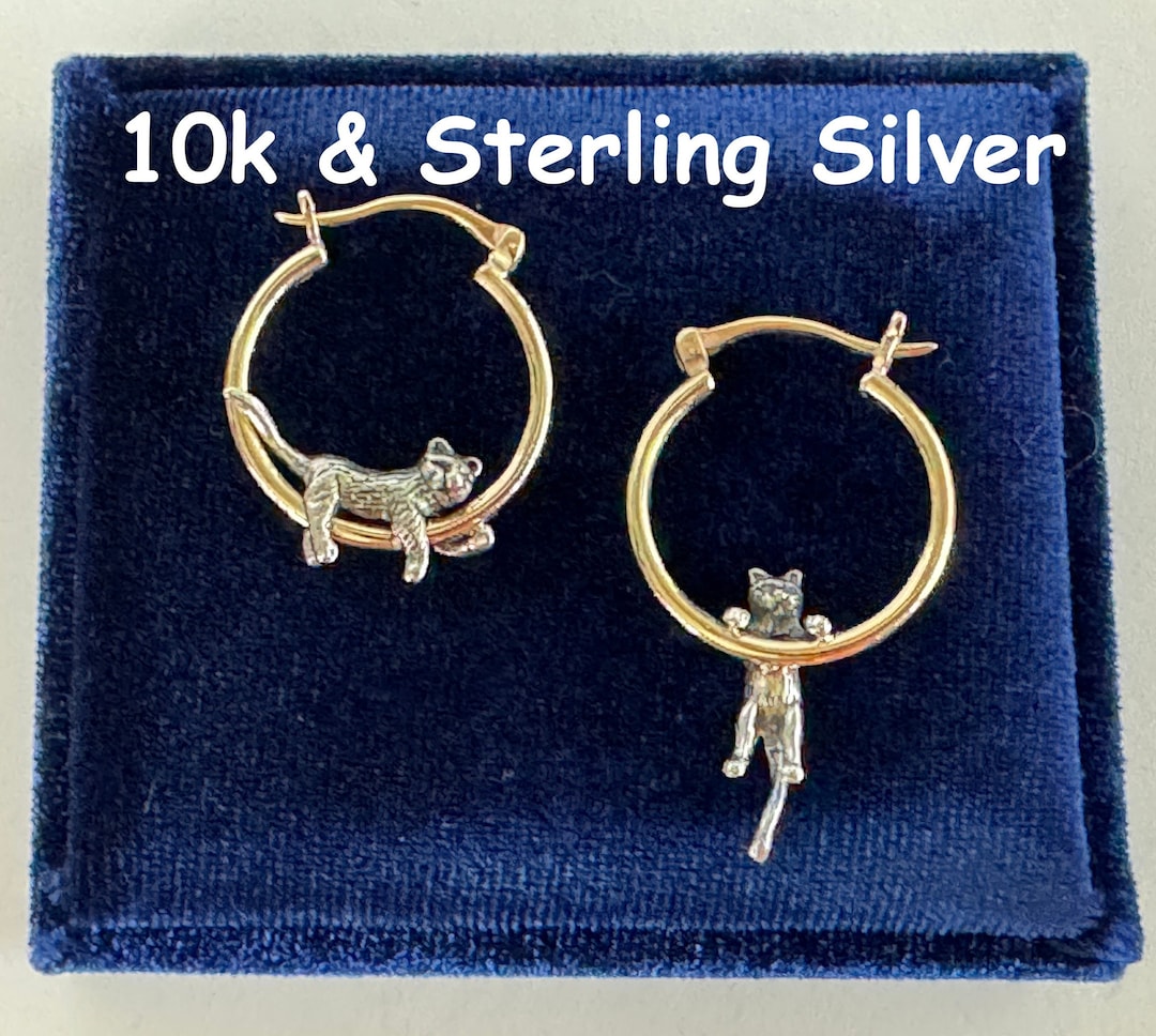 Cat Hoop Earrings, Lounging and Hang in There Cat Hoop Earrings solid ...