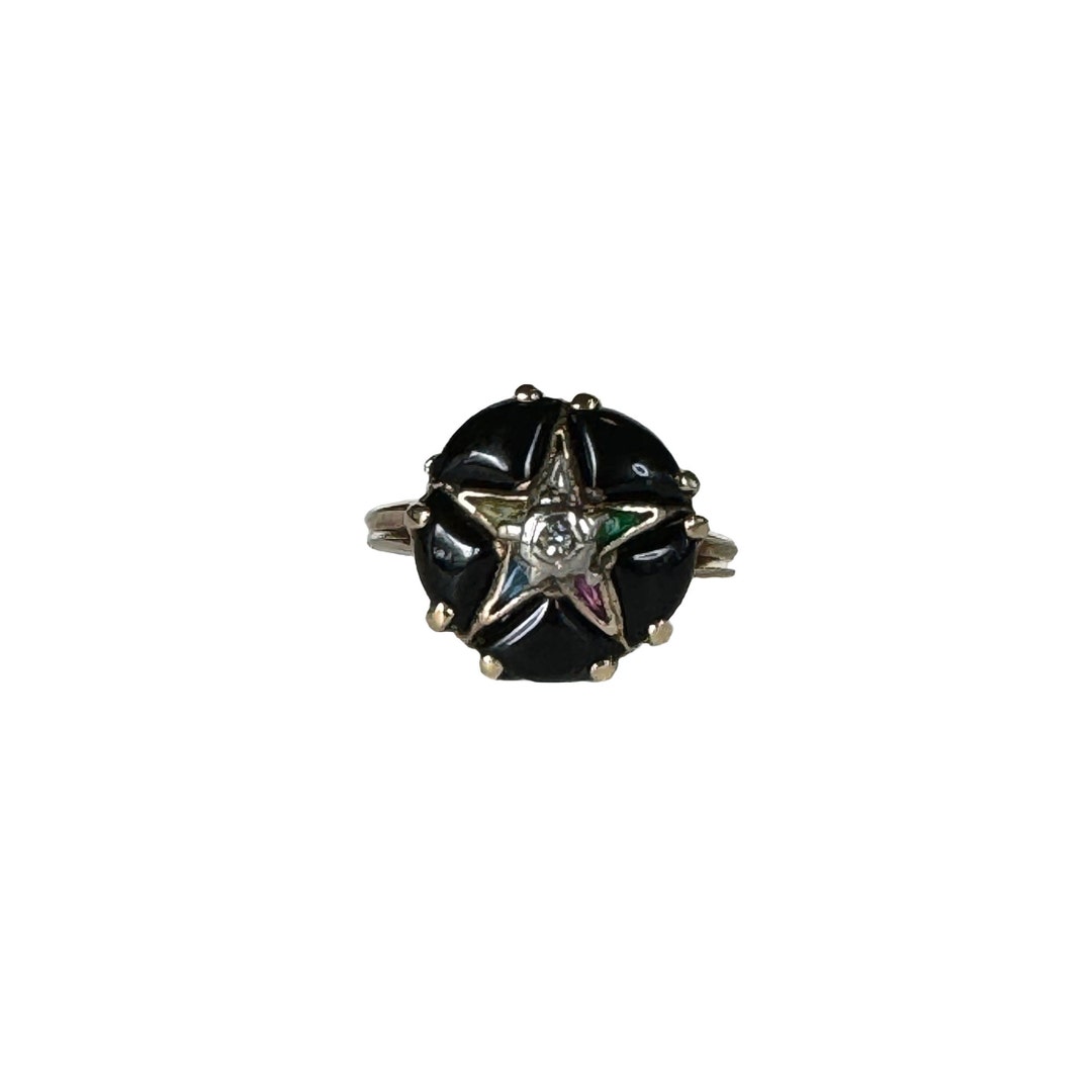 Vintage Onyx OES Ring - 10k Yellow Gold Order of the Eastern Star ...