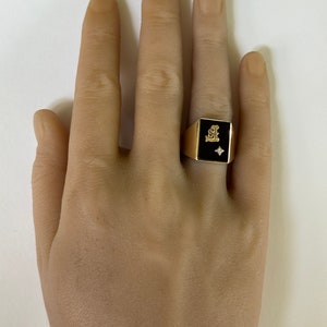 Letter "f" Ring - Art Deco Era 10k Yellow Gold Genuine Onyx & Diamond ...