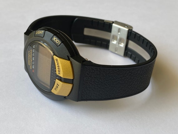 Rare vintage Seiko Receptor Message watch black & gol… - Gem