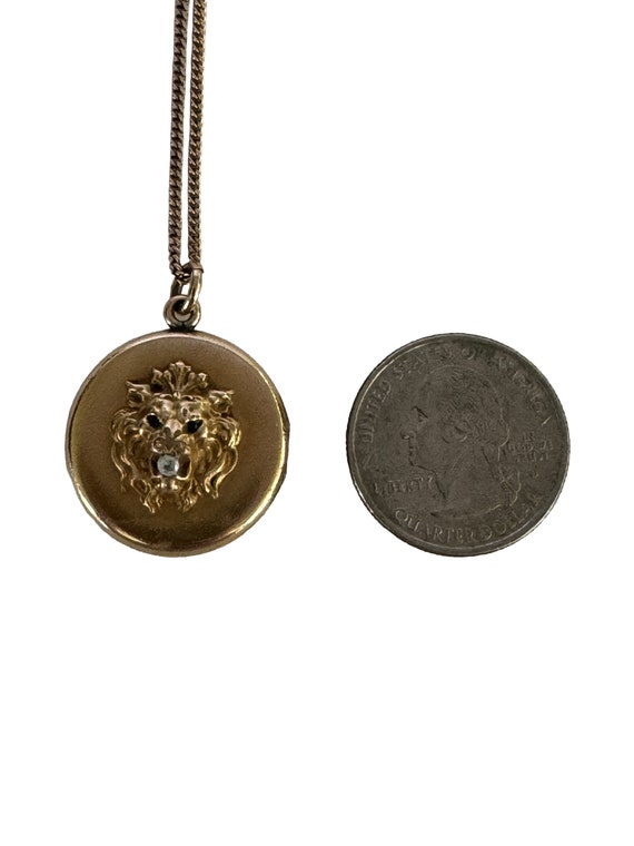 Antique Gold Filled Lion Head Locket Necklace: Art No… - Gem