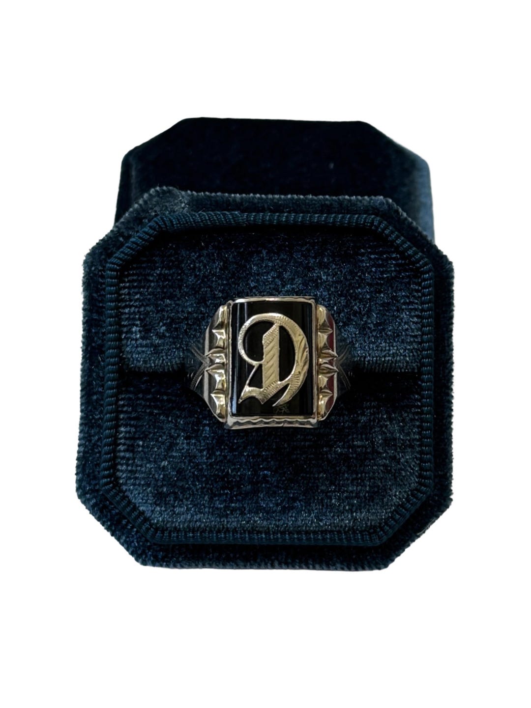 Edwardian Era 14k White Gold Black Onyx Letter "d" Signet Ring ...