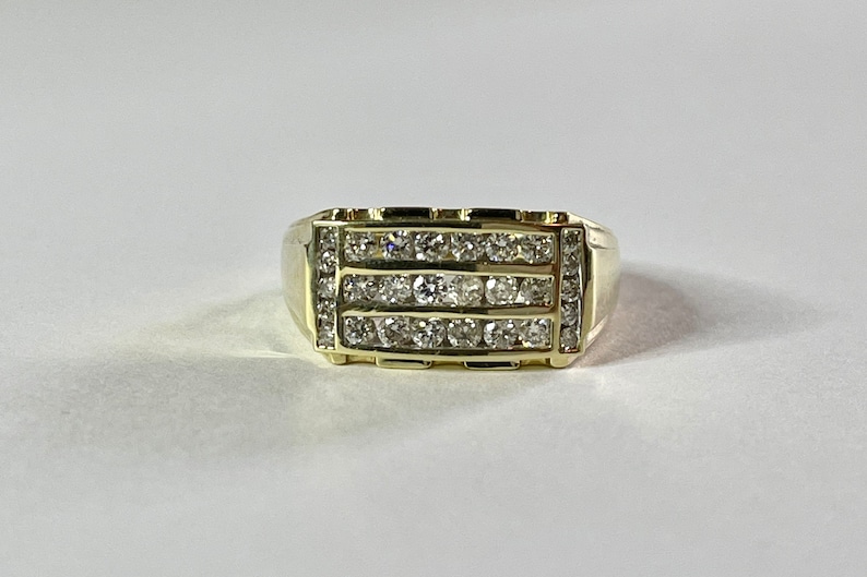 Three Tier Diamond Ring 10k Yellow Gold .85 CTW Genuine - Etsy