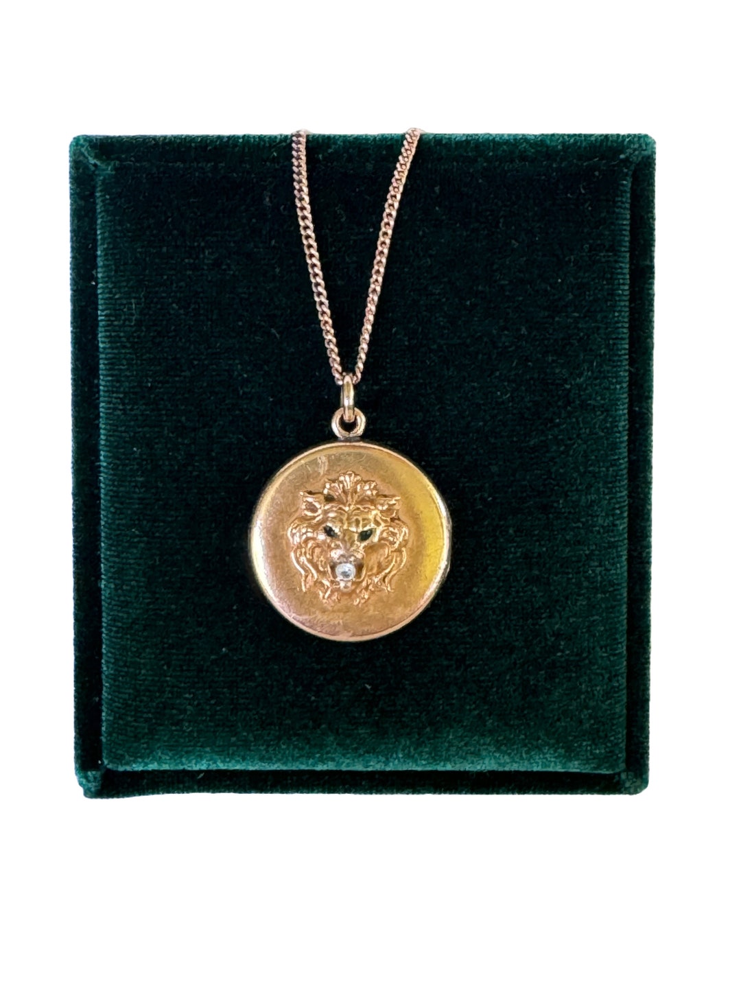 Antique Gold Filled Lion Head Locket Necklace: Art Nouveau Photo ...