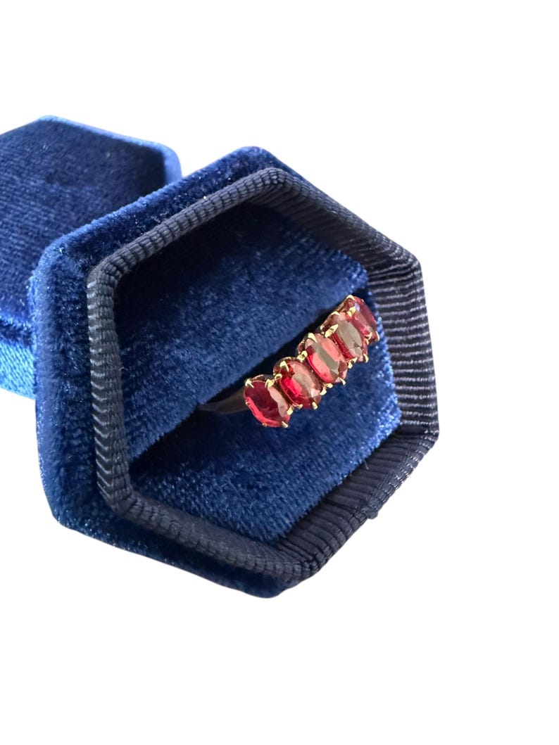 Simulated Ruby Ring - Vintage 10k Yellow Gold Marquise Cut Red Glass ...