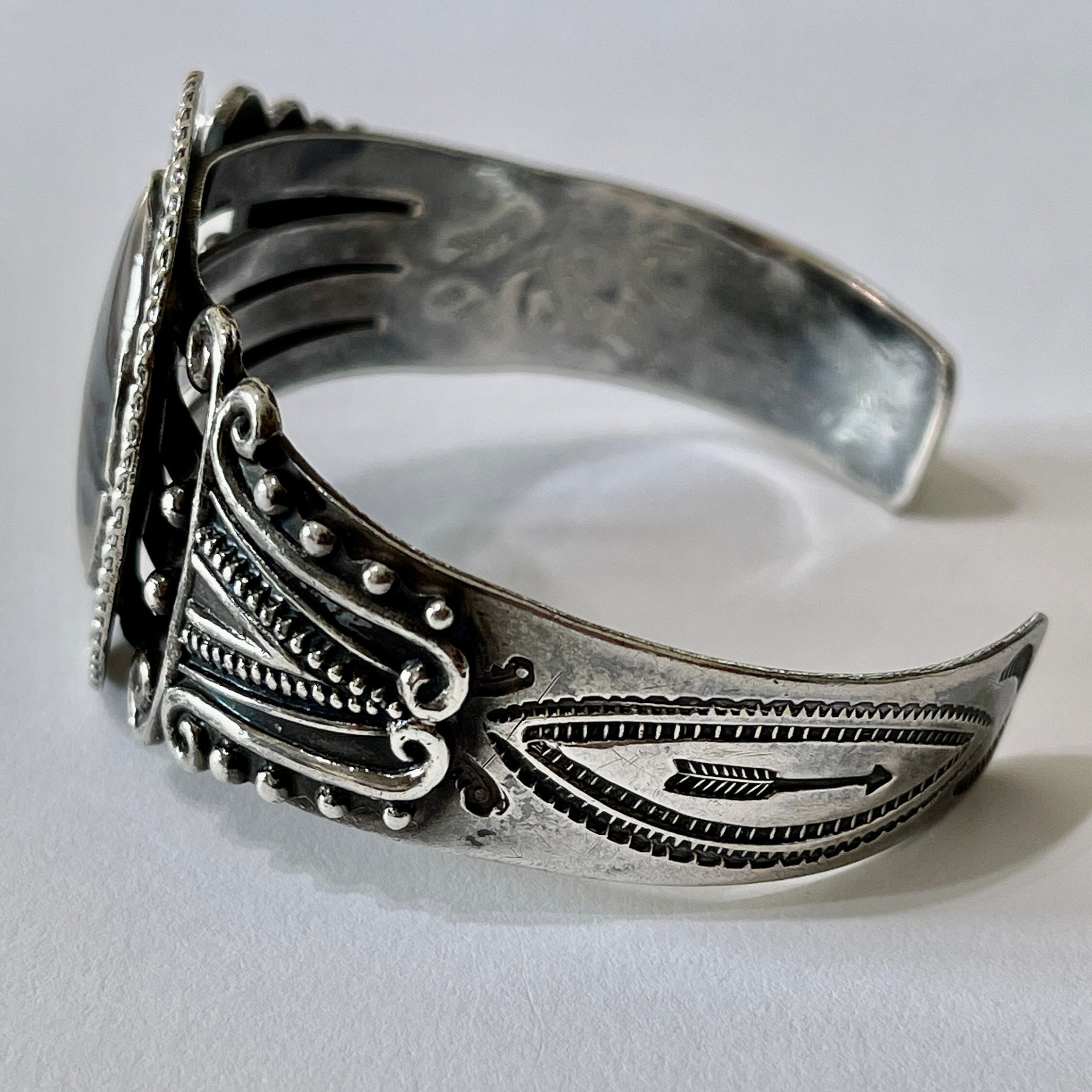 Moss Agate Native American Cuff Bracelet Set in Sterling Silver ...