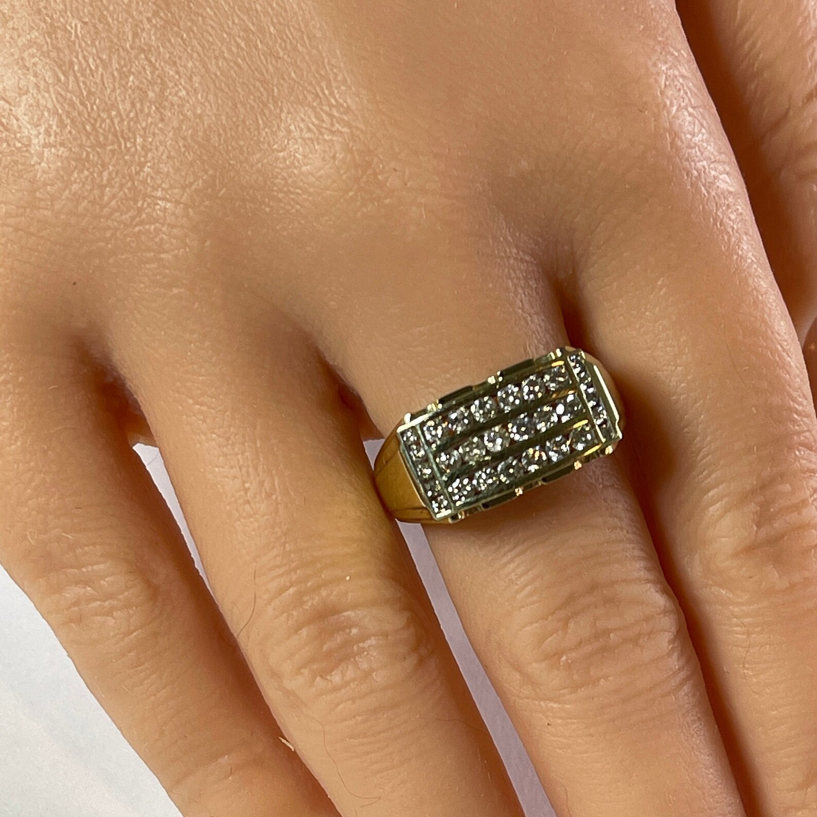 Three Tier Diamond Ring 10k Yellow Gold .85 CTW Genuine - Etsy