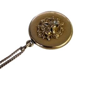 Antique Gold Filled Lion Head Locket Necklace: Art Nouveau Photo ...