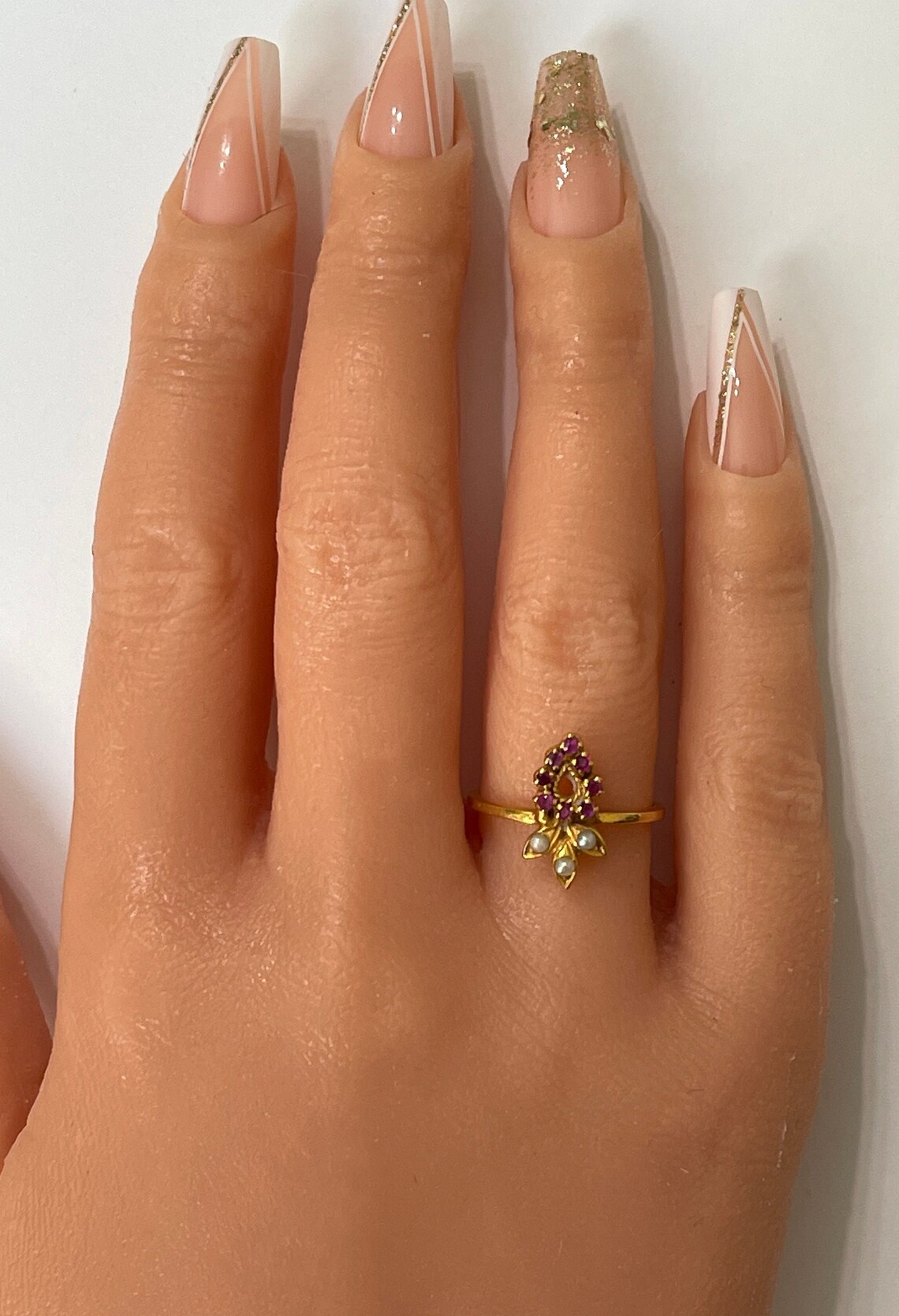 Genuine Ruby and Seed Pearl Strawberry Ring-18k Yellow Gold - Etsy