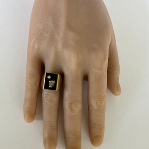 Letter "f" Ring - Art Deco Era 10k Yellow Gold Genuine Onyx & Diamond ...