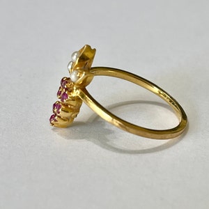 Genuine Ruby and Seed Pearl Strawberry Ring-18k Yellow Gold - Etsy