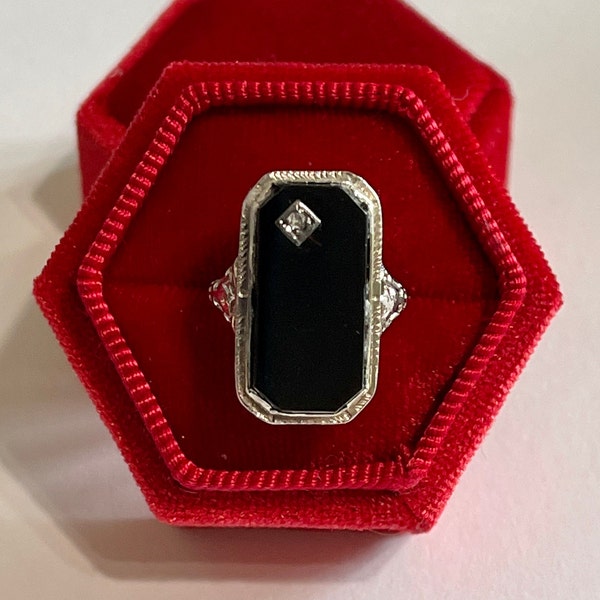 Art Deco Onyx Ring - Etsy